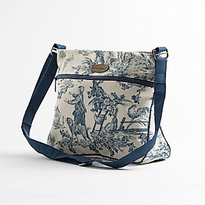 Maison d' Hermine Cross Body Bag 100% Cotton Canvas Hand Bag Shoulder Bag for Women Men Shopping Travel Everyday Use Multi Zippered Pocket Sling Bag (The Miller - Blue)