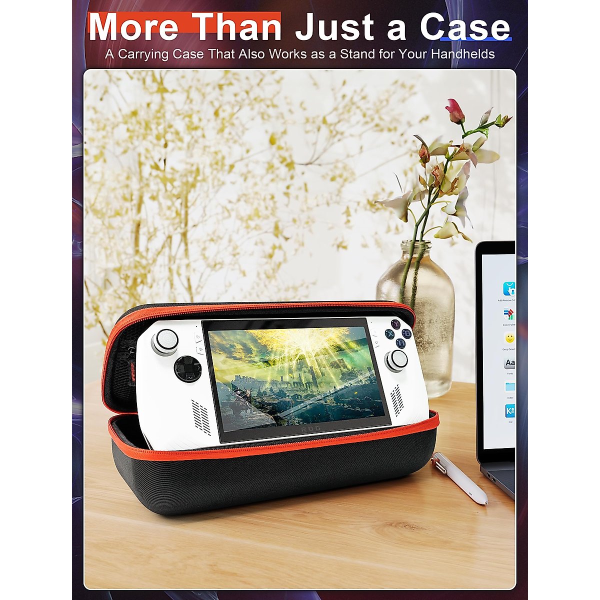 Lersyco Carrying Case for Rog Ally, Rog Ally handheld Case with Hard Shell, Black Rog Ally Carry Bag for Buttons/Joysticks Protection, Protective Travel Case