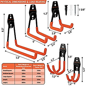 Garage Hooks for Hanging - Heavy Duty Hooks Garage Tool Organizer Wall Mount - Tool Hanger for Garage Wall - Garage Storage System Hook for Ladder, Power Tool Holder and Shed Organization - Pack Of 10