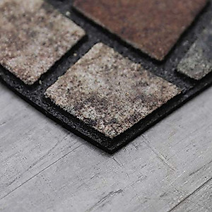 Mohawk Home Entryway Door Mat 2' x 3' All Weather Doormat Outdoor Non Slip Recycled Rubber, Mosaic Mythos Stone Slice