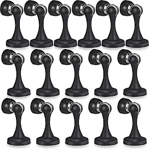 Magnetic Door Stoppers Stainless Steel Door Stops Magnetic Door Catch Holder with Screws for Wall Floor Mounted Wall Protector Hold Door Open (16, Black)