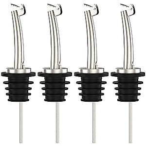 4 Pcs Oil Spout Liquor Pourers Bottle Spout Speed Pourer Olive Oil and Vinegar Stopper Spout for About 3/4" Bottle Mouth, with Flip Top