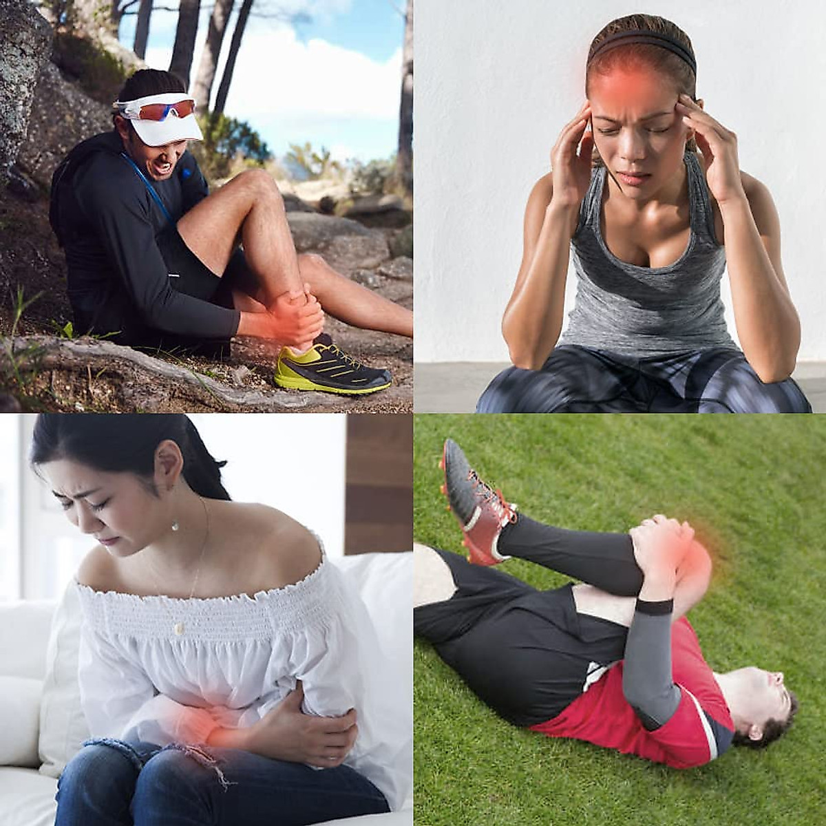 Reusable Gel Ice Packs (4 Pack) - Hot Cold Pack for Injuries, Pain Relief, Migraines - Gel Ice Pack Cold Compress for Back, Neck, Foot and Wrist - Flexible Cold Packs for Injuries - 5.1" x 6.5"