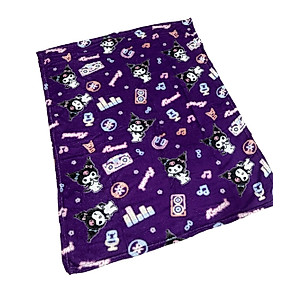 Kuromi & Friends Soft Silky Fleece Throw 40"x50" Kids Blanket “Neon Kuromi”