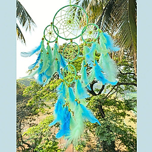 Rooh Dream Catcher ~ Neon 4 Tier with Pretty Lights ~ Handmade Hangings for Positivity (Can be Used as Home Décor Accents, Wall Hangings, Garden, Car, Outdoor, Bedroom, Windchime)