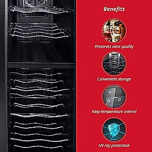 Koblenz 18-Bottle Free Standing Single Zone Fridge and Chiller Wine Cooler, Black