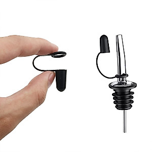 DGHAOP 30pcs Pourers Dust Caps, Black Rubber Hooded Pourers Dust Caps (Not Include the Spout)
