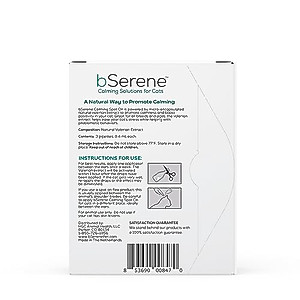 bSerene Valerian Calming Spot On for Cats 3 Applications Convenient Weekly Topical Natural Valerian Extract, Promotes Calmness and Relaxation
