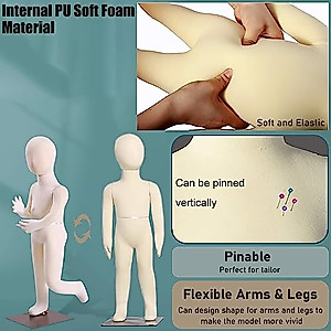 Standing Unisex Mannequin 1 2 3 4 5 6 7 8 9 10 11 12 13 14 Years Old Chindren's Clothing Display Manikin, Soft Flexible Toddlers Dress Form with Base, Dressmaker Dummy ( Size : 13 Years-149cm/58.6inch