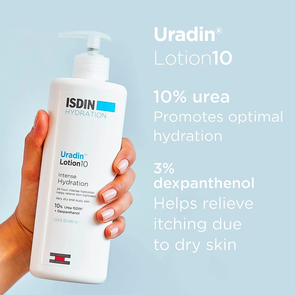 ISDIN Body Lotion Uradin10, 24 Hour Intense Hydration, 10% Urea, Fast Absorbing, Dermatologically Tested, 13.5 Fl Oz