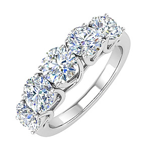 2 Carat 5-Stone Diamond Wedding Band Ring in 10K White Gold (Ring Size 7)