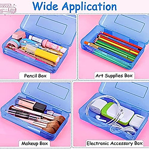 Plastic Pencil Box,1 Pack Plastic Pencil Box Large Capacity Pencil Boxes Clear Boxes with Snap-tight Lid Pencil Box Plastic Case Stickers Crayon Large Lid Stackable Supply Kids