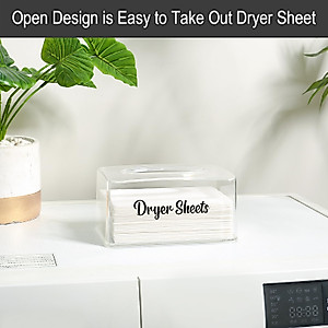 VOTLEVT Dryer Sheet Holder, Clear Dryer Sheet Container, Dryer Sheet Dispenser Box for Laundry Room, Plastic Rectangular Tissue Box Holder Organization