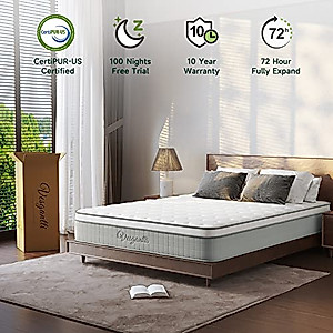 Vesgantti Full Size Mattress, 10 Inch Innerspring Hybrid Full Mattress in a Box, Pressure Relief Pocket Spring Double Bed Mattress with Memory Foam & Knitted Fabric, Medium Firm Plush, CertiPUR-US