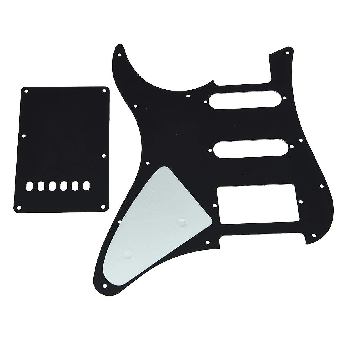 KAISH Guitar HSS Pickguard and Tremolo Trem Cover Back Plate fits Yamaha PACIFICA Guitar Black 3 Ply