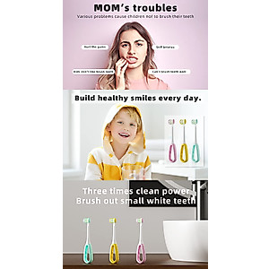 LEYUYO 3 Sided Toothbrush Kids, Soft Bristles Toddler Toothbrush, Autism Toothbrush, 360° Oral Teeth Cleaning, Ages 2+