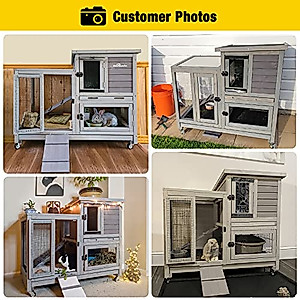 Aivituvin Rabbit Hutch Bunny Hutch Large Rabbit Cage, Indoor Bunny Cage Outdoor Rabbit House (Style1)