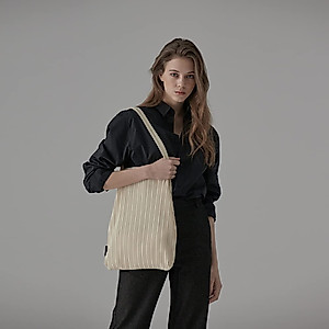 BLUEORB Each Bag Casual Washable Pleats Women's Versatile 100% Recycled Polyester Daily Shoulder Bag Tote Hobo Pouch Set (Butter Cream)