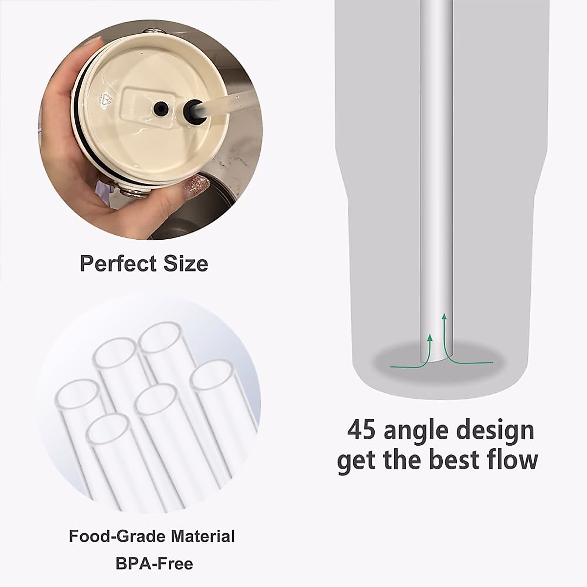 Replacement Straws Compatible with 20oz Stanley IceFlow Stainless Steel Tumbler with Straw-The IceFlow Straw Replacement-Accessories Set Include 6 Hard Straws,1Cleaning Brush