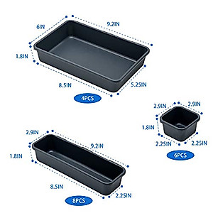 BYCY 18 Pcs Drawer Organizers Trays Set for Office Bathroom Dresser Interlocking Dividers Storage Bins Pack (18 Pieces Set)