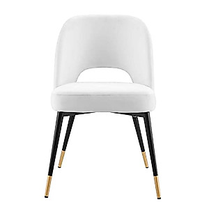 Modway Rouse Performance Velvet Dining Side Chair in White 23 x 20 x 32