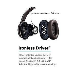 Cleer Audio, Enduro ANC Noise Cancelling Headphones, Long Lasting 60 Hour Battery, Ambient Sound Levels, Bluetooth Headphones, Smart Controls App - Dark Navy