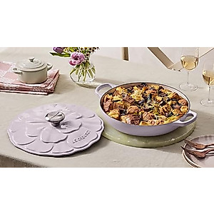 Le Creuset Signature Enameled Cast Iron Petal Braiser, 2.25qt., White w/Gold Knob