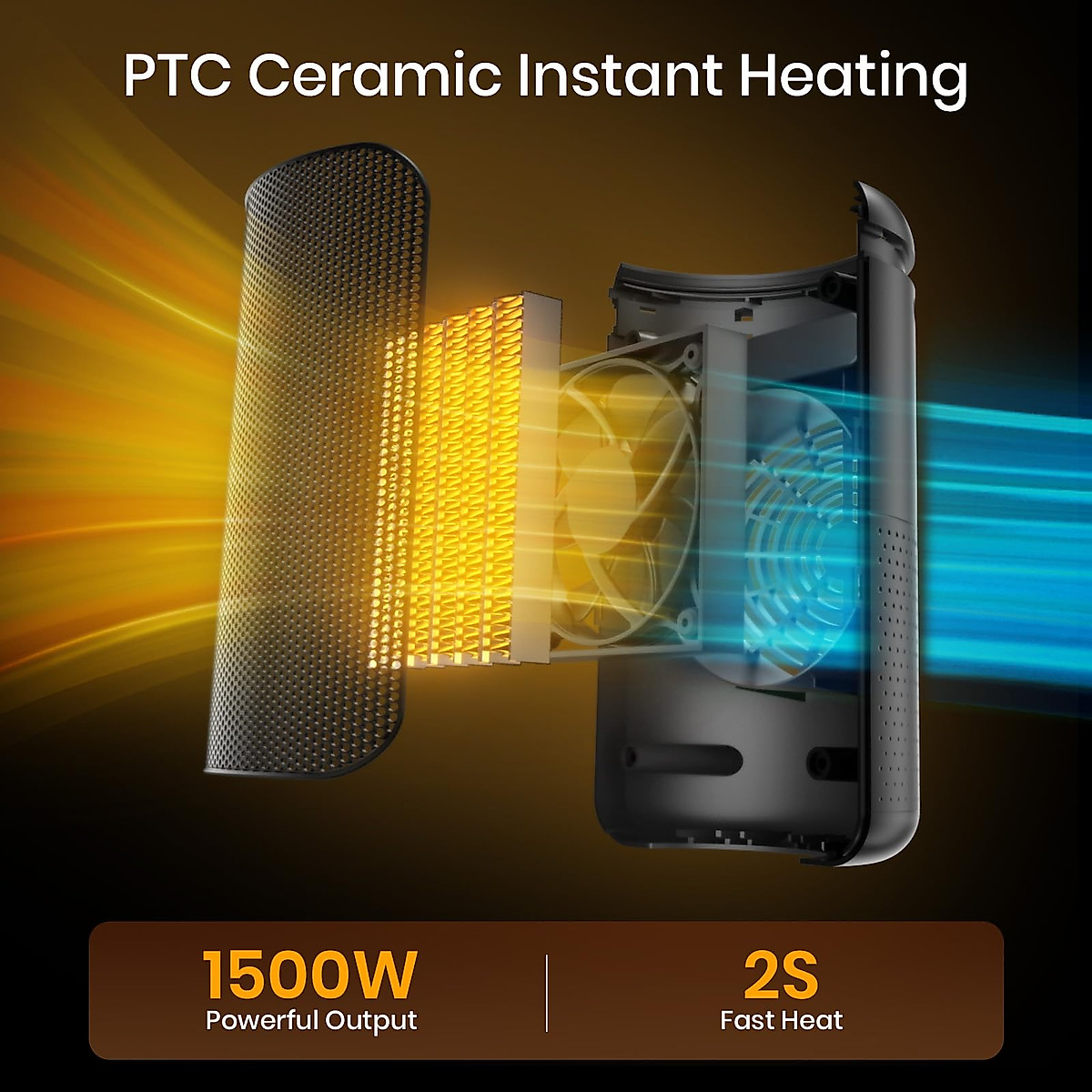 Space Heater, 1500W Portable Heaters for Indoor Use, Small Space Heater for Office, Mini Heater with Digital Display, 12H Timer, 3 Modes, 90°Oscillation, PTC Ceramic Electric Heater for Bedroom Home