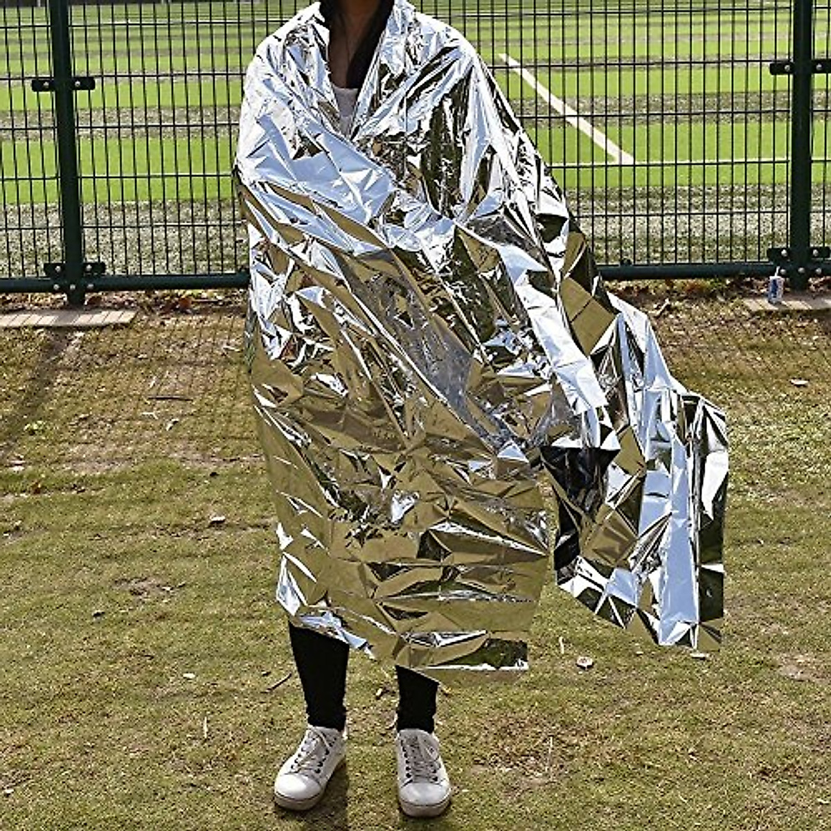 Science Purchase 20 Pack Emergency Mylar Thermal Blankets, 54" x 84", Silver,Large, 73MYLARPK20