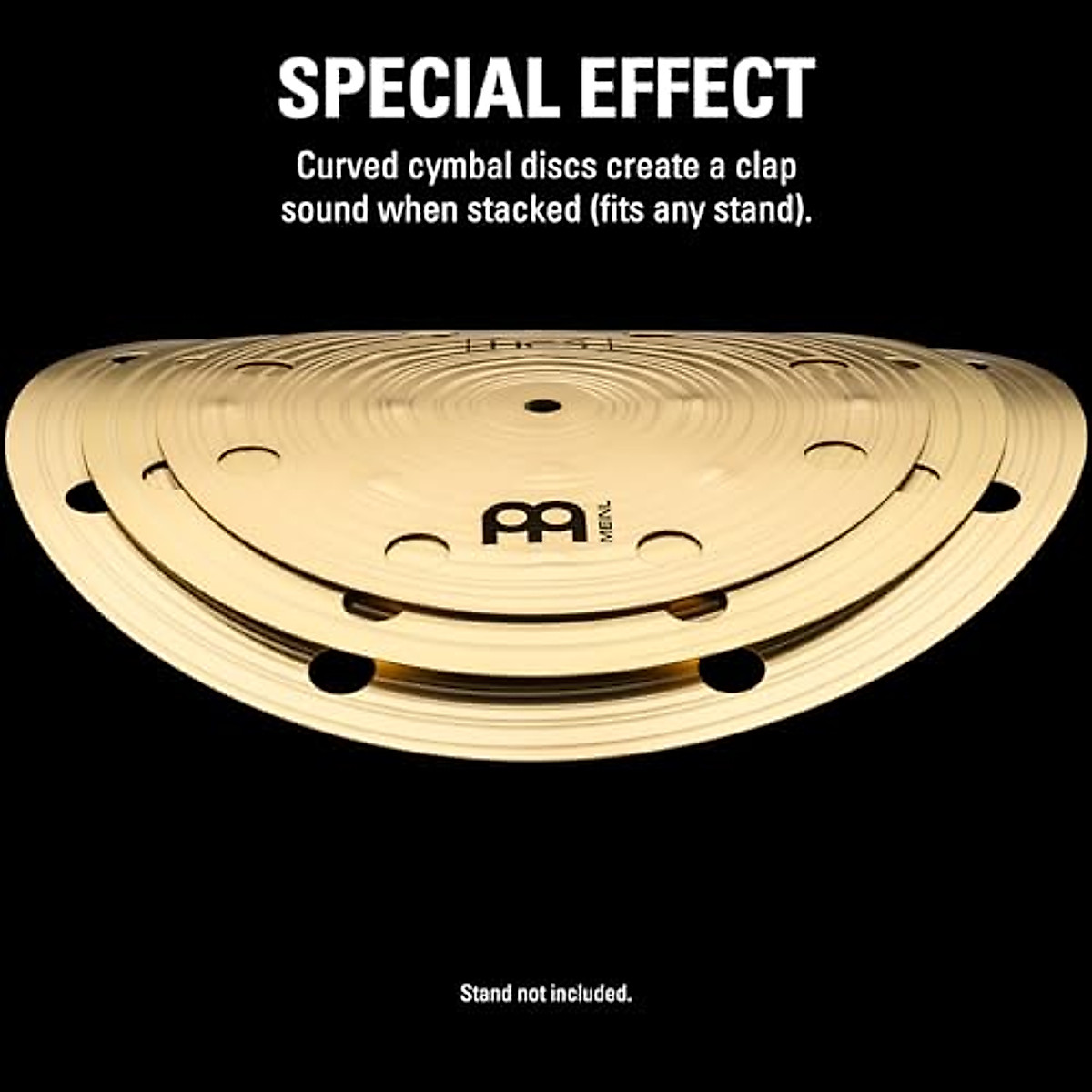 Meinl Cymbals 3-Piece Smack Stack Cymbal Pack with Holes 10", 12", 14" — HCS Traditional Finish Brass for Drum Set — Made in Germany, 2-Year Warranty (HCS024SM)