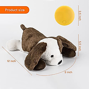 NA Extragele Heartbeat Toy Puppy Toy Heartbeat Stuffed Toy Dog Anxiety Toy Dog Behavioral Aid Toy for Pet Cuddle Comfort Soother Sleep Aid Calm,Dog Plush Toy with Heartbeat，White and Dark Brown