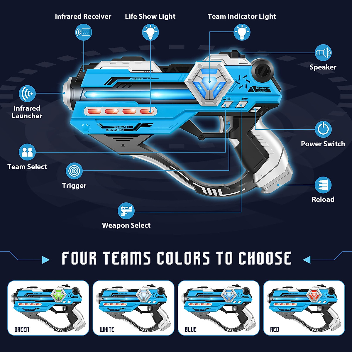 IJO Laser Tag Guns Set of 2 Laser Tag with Digital LED Score Display Vests for Teens, Family and Adults Fun,Birthday Gift Toys for Kids Ages 6 7 8 9 10 11 12+Year Old Boy & Girls