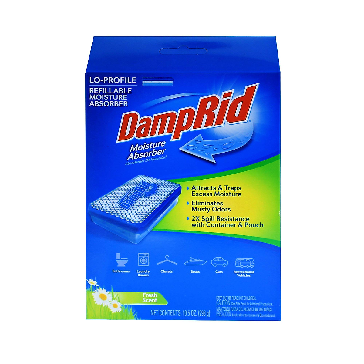 DampRid LoProfile Refillable Moisture Absorber, 10.5 Oz with Fresh Scent Fragrance Slim for Small Spaces like Vehicles, Shelves or Under Beds Remove Excess Moisture and Create Fresher, Cleaner Air