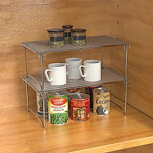2 Pack - DecoBros Stackable Kitchen Cabinet Organizer, Chrome