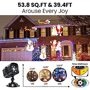 Christmas Projector Lights Outdoor & Indoor, 42 HD Effects Patterns Snowflake Christmas Decorations, Waterproof IP65 with Remote Control Timer, Landscape Lights for Party Yard Garden Gift