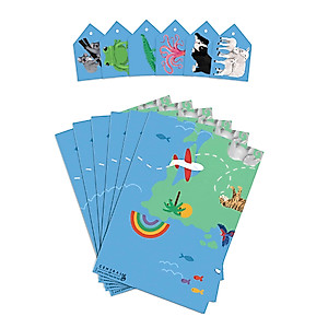 CENTRAL 23 World Map Wrapping Paper - Kids Wrapping Paper - 6 Sheets Blue Gift Wrap - Animals - Birthday Wrapping Paper For Boys Girls - Baby Shower - Recyclable