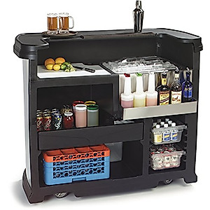 Carlisle FoodService Products Maximizer Portable Travel Bar Table with Locking Casters for Catering, Buffets, Restaurants, Ldpe, 56 X 26.5 X 48.5 Inches, Black
