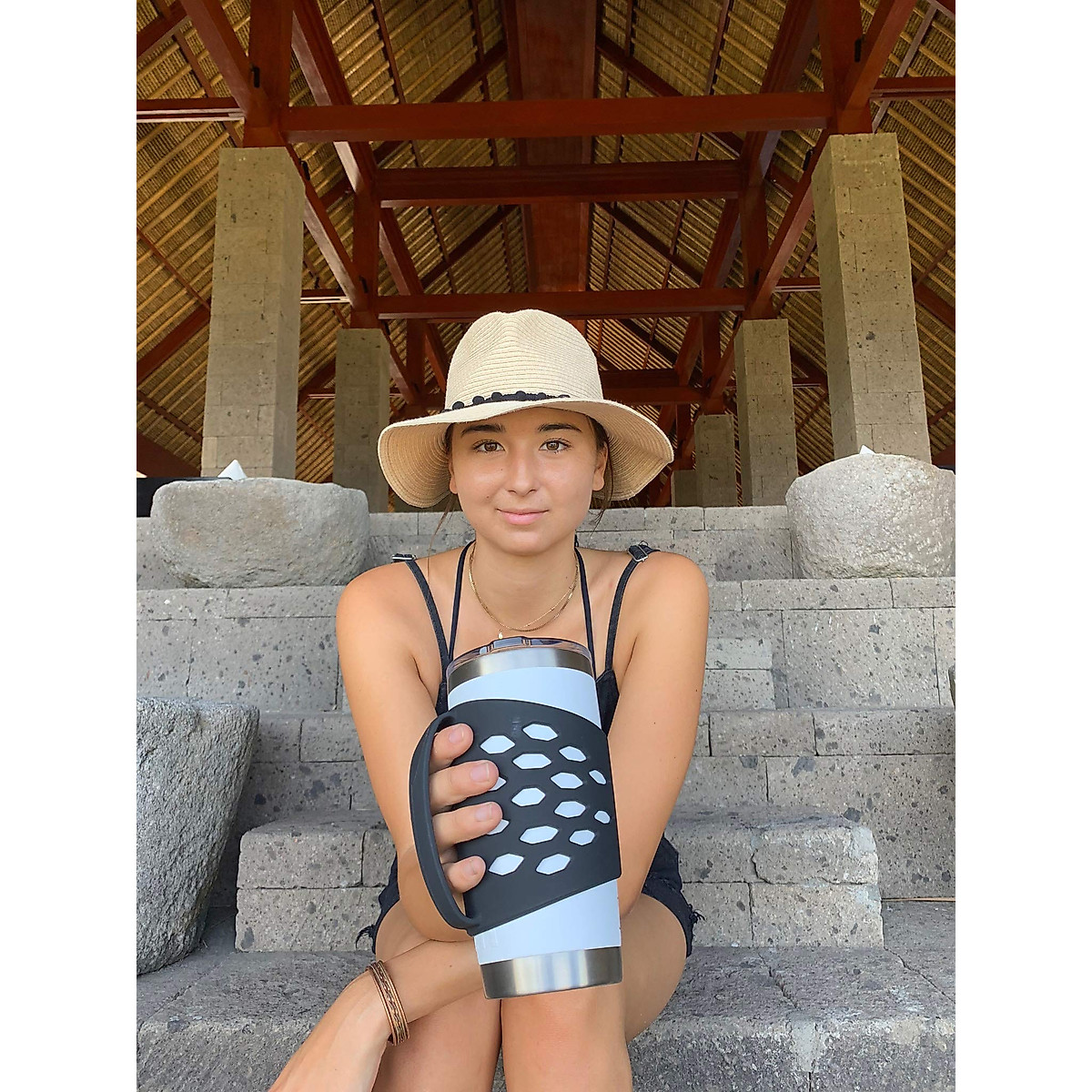 REUZBL Handler for 20 oz Tumbler Vacuum Insulated Coffee Mugs, Silicone Grip Protective Sleeve Cover With Handle