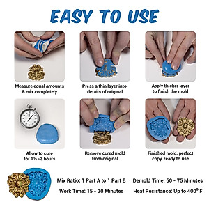 Silicone Plastique DIY Silicone Mold Making Kit, Super Easy 1:1 Mix Putty, 3/4 Lb, Makes Strong, Reusable Silicone Molds, Food Grade, Non-Toxic, for Chocolate, Candy, Fondant, Resin, Plaster, Soap