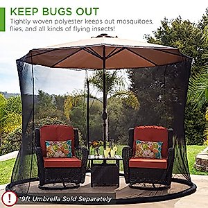 Best Choice Products 9ft Adjustable Mosquito Net for Umbrellas 7.5-11ft, Bug Screen Patio Umbrella Accessory for Outdoor Market Offset Cantilever w/Polyester Mesh Net, Zipper Door, Fillable Base