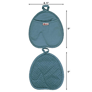 Pot Holders and Oven Mitts Sets 4Pcs, YUTAT High Heat Resistant Oven Gloves and Potholders, Non-Slip Grip Hot Pads with Food Grade Silicone Texture, Perfect for Kitchen Cooking Baking BBQ, Teal