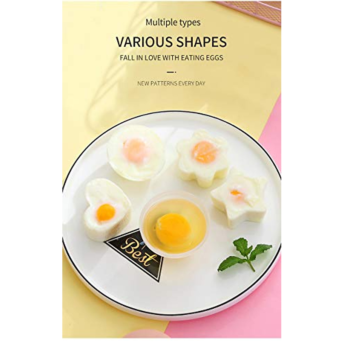 4 Pcs/Set Cute Egg Boiler Plastic Egg Poacher Set Kitchen Egg Cooker Tools Egg Mold Form with Lid Brush Pancake Maker