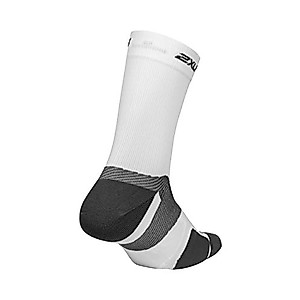 2XU Vectr Crew Sock, White/Grey, Small