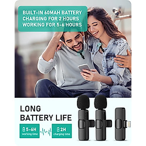 KEYOXY Wireless Lavalier Microphone, 2-in-1 Wireless Microphone for iPhone/iPad/Android/Laptop (Android+ iPhone)