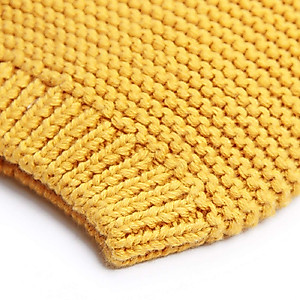 LLmoway Infant Baby Girls Knit Hats Kids Boys Beanie Cap Cotton Crochet Hat with Ear, Yellow, 0-12M
