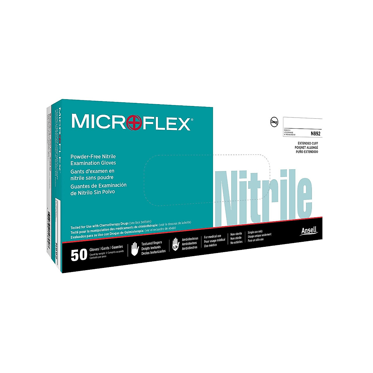 MICROFLEX N89 Disposable Medium Nitrile Gloves w/Rough Finish & Powder Free for General Use, Sample Taking - Green (Box of 50)