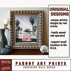 Classic Antique Van at Beach Ocean Nautical Photography Print, Unframed, Coastal Palm Trees Home and Wall Decor, 8x10 Inches