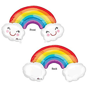 Burton & Burton Rainbow with Clouds Foil/Mylar Balloon, 37"