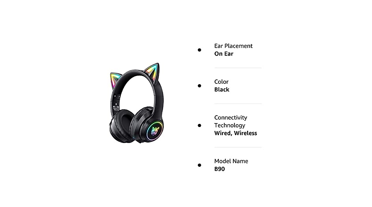 SIMGAL Bluetooth Cat Ear Headphones for Kids & Gaming