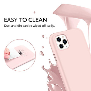 DUEDUE Case for iPhone 11 Pro Case, Liquid Silicone Soft Gel Rubber Slim Cover with Microfiber Cloth Lining Cushion Shockproof Full Body Protective Case for iPhone 11 Pro 5.8" 2019,Pink Sand